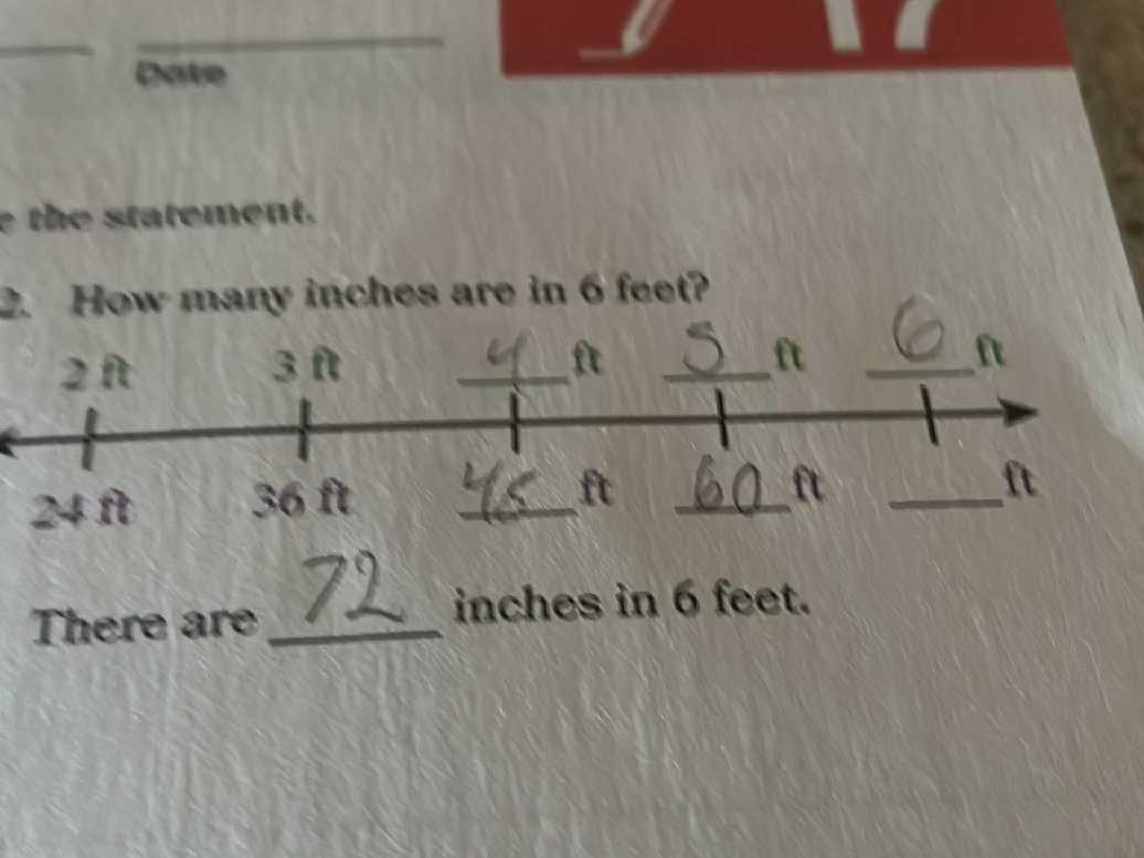 2. How many inches are in 6 feet? (A number | StudyX