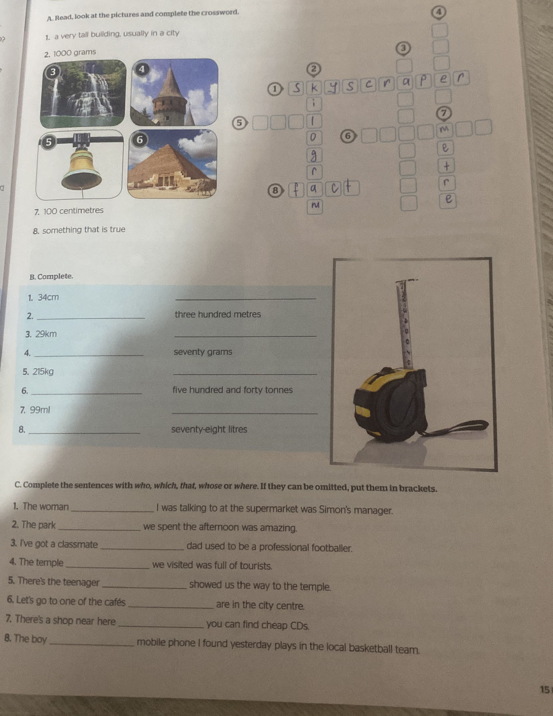 A. Read, look at the pictures and complete | StudyX