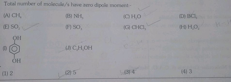 Total number of molecule/s have zero dipole | StudyX