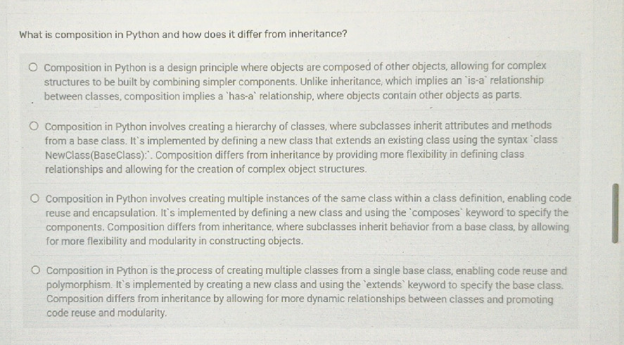 What is composition in Python and how does | StudyX