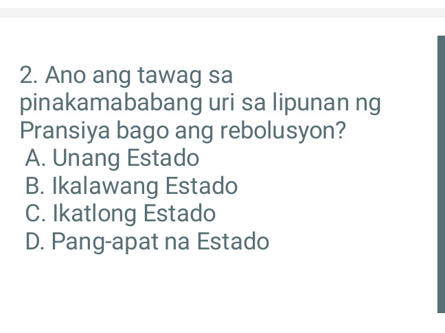 Ano ang tawag sa pinakamababang uri sa | StudyX