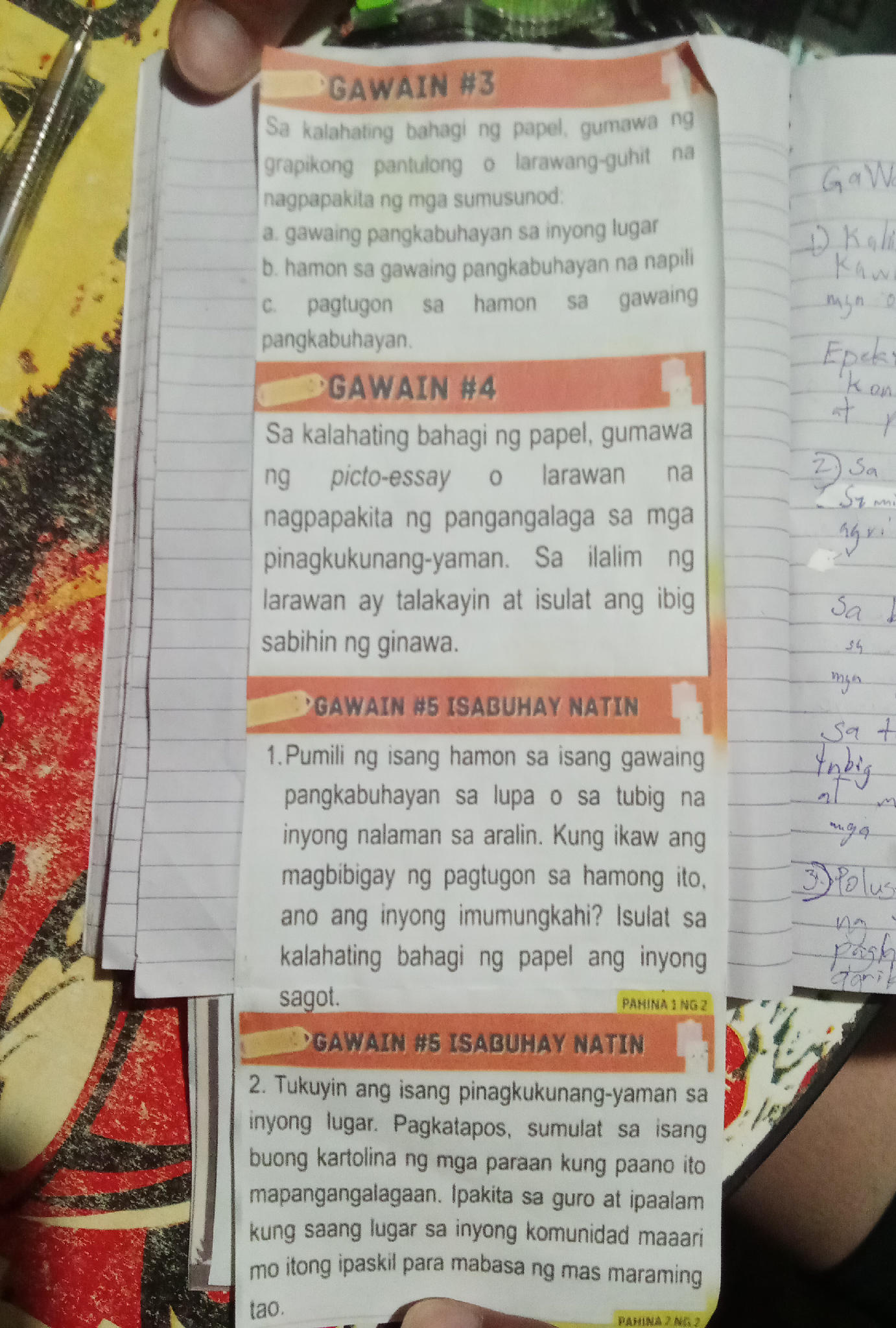 GAWAIN #3 Sa kalahating bahagi ng papel, | StudyX