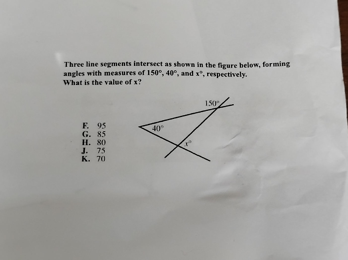 Three line segments intersect as shown in | StudyX