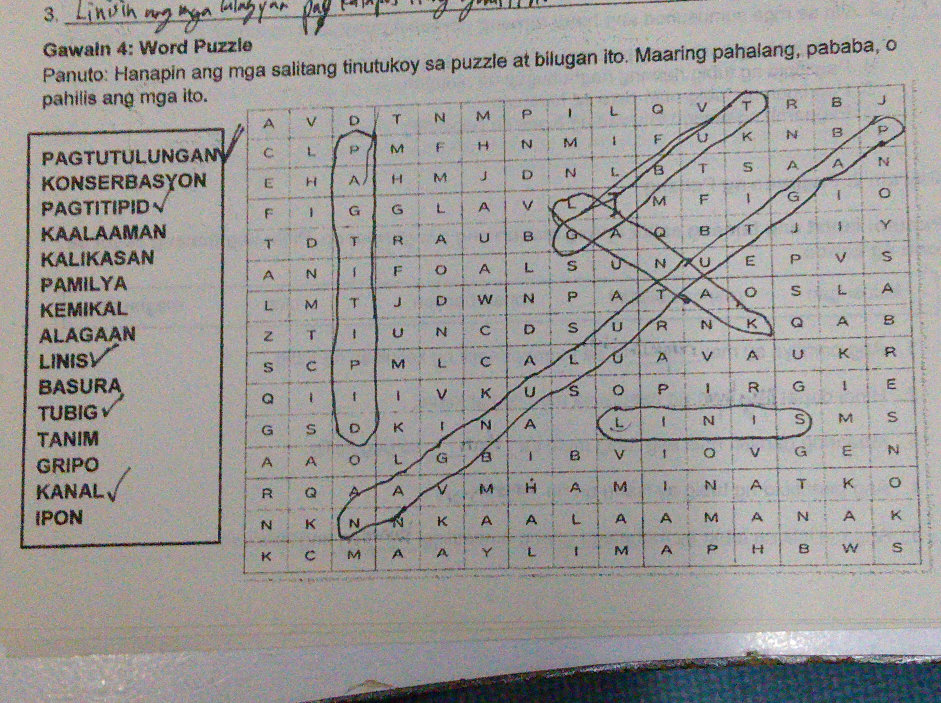 Gawain 4: Word Puzzle Panuto: Hanapin ang | StudyX