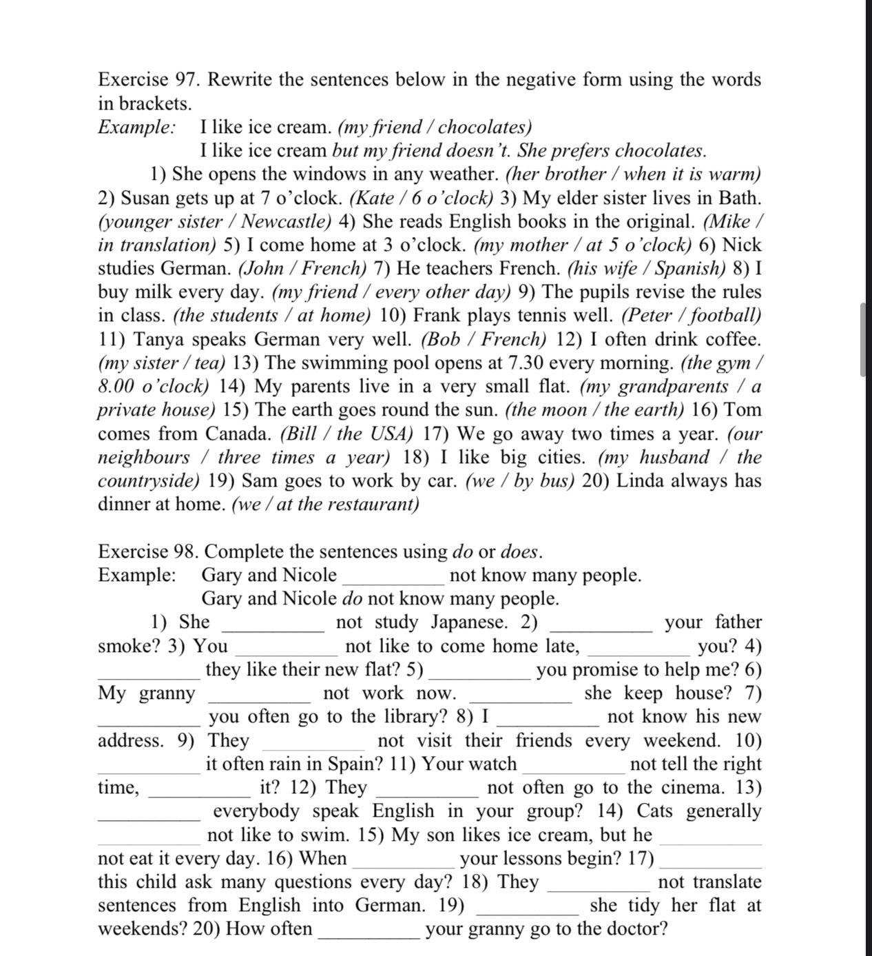 Exercise 97. Rewrite the sentences below in | StudyX