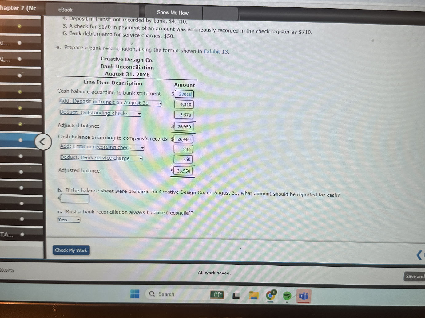Prepare a bank reconciliation, using the | StudyX