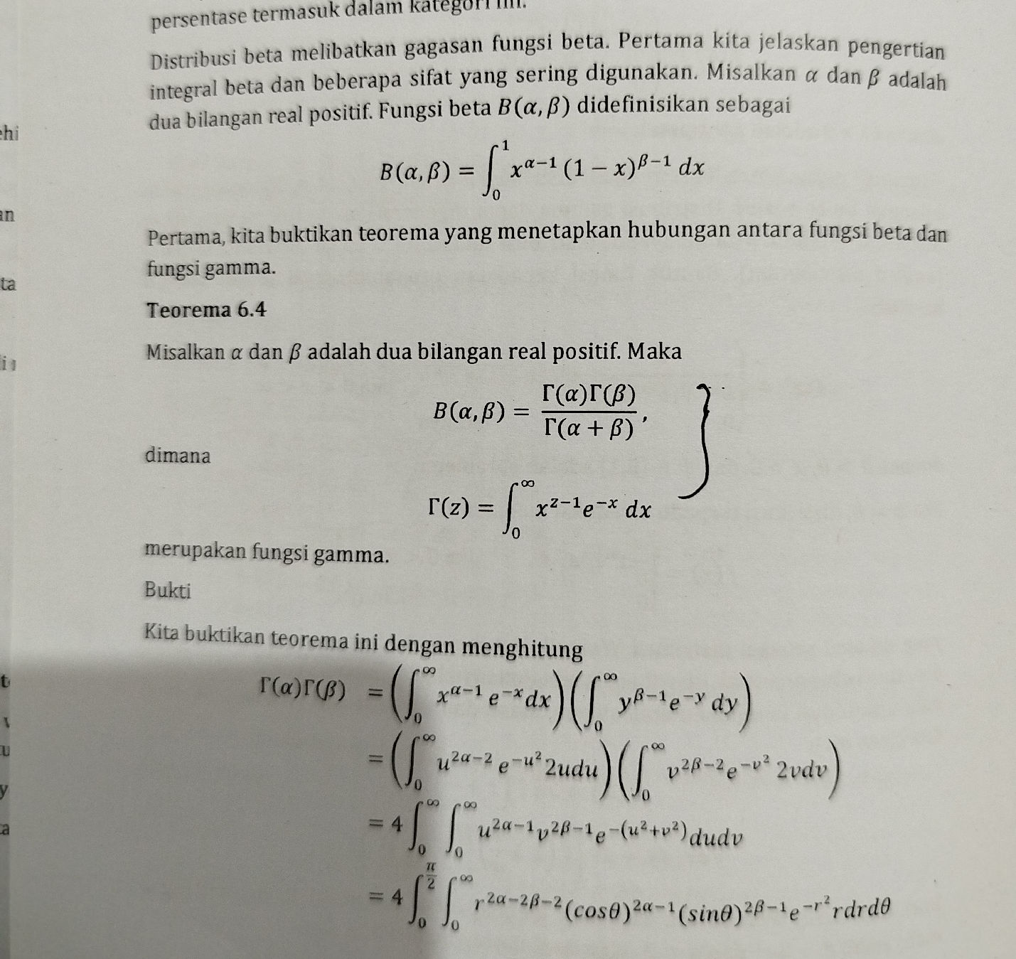 Distribusi beta melibatkan gagasan fungsi | StudyX