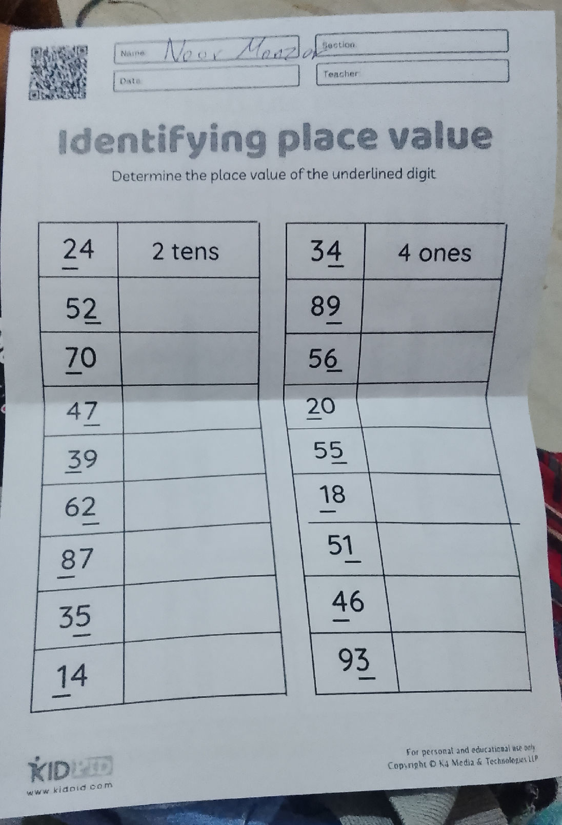 Identifying place value Determine the place | StudyX
