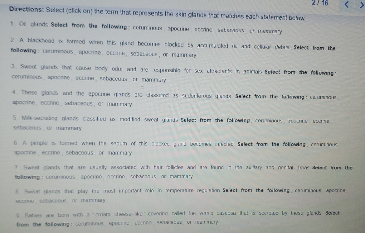 Directions: Select (click on) the term that | StudyX