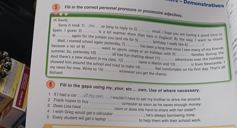 Fill in the correct personal pronouns or | StudyX