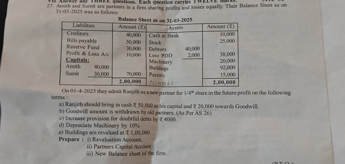 VII Answer any THREE questions. Each | StudyX