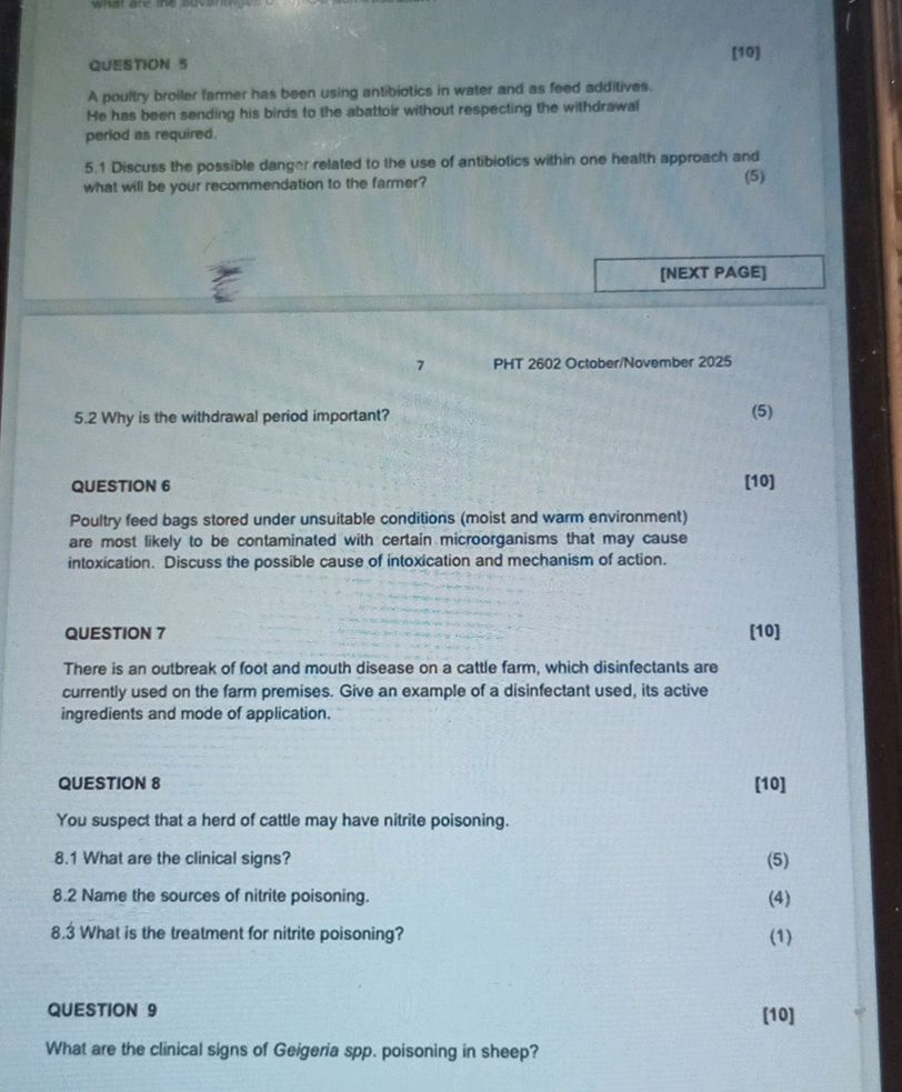 QUESTION 5 A poultry broiler farmer has | StudyX