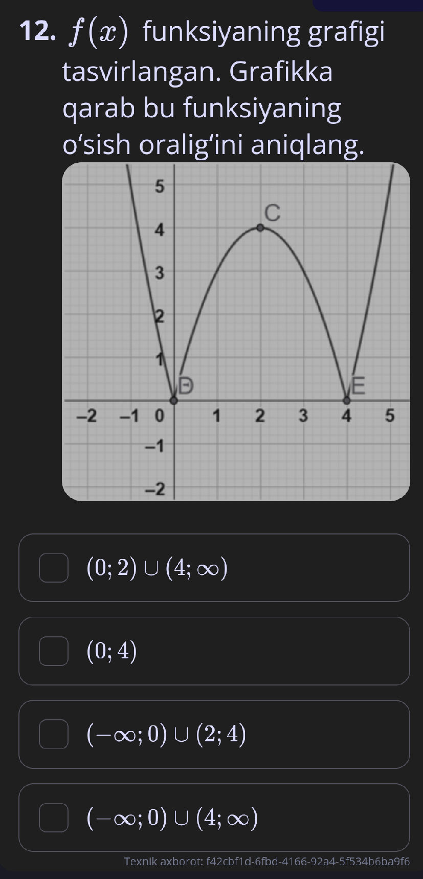 12. $f(x)$ funksiyaning grafigi | StudyX