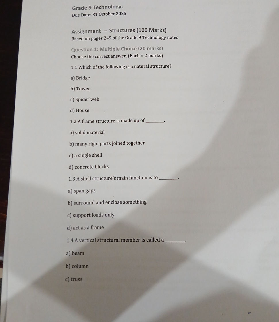 Grade 9 Technology: Due Date: 31 October | StudyX