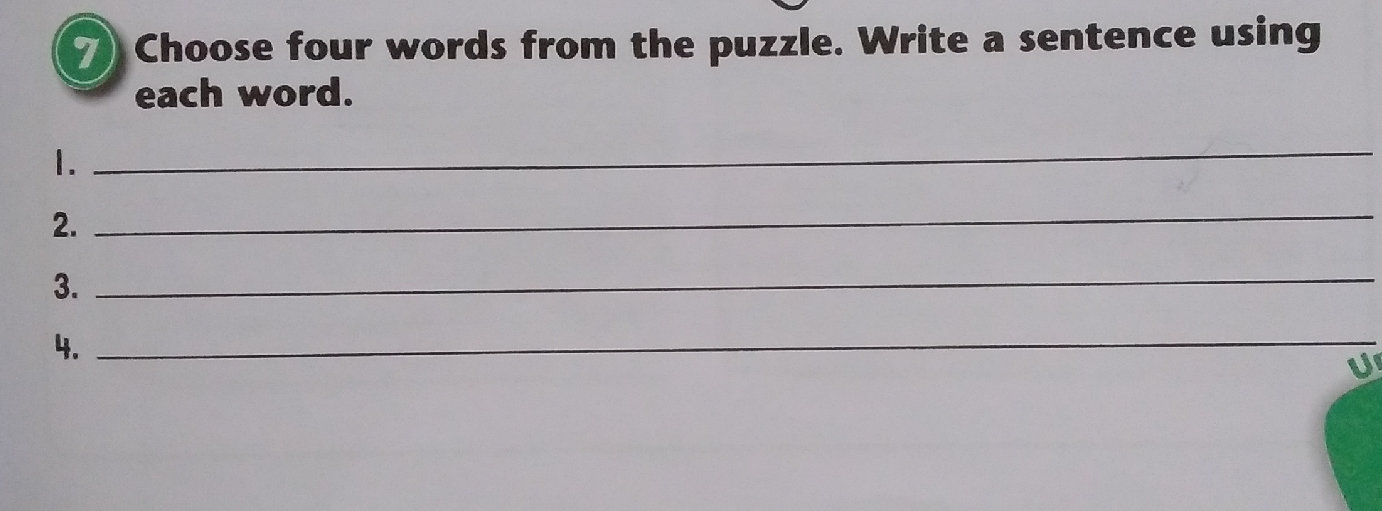 Choose four words from the puzzle. Write a | StudyX