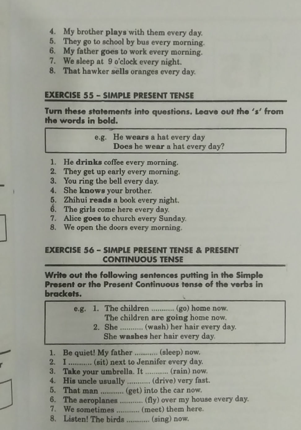 EXERCISE 55 - SIMPLE PRESENT TENSE Turn | StudyX