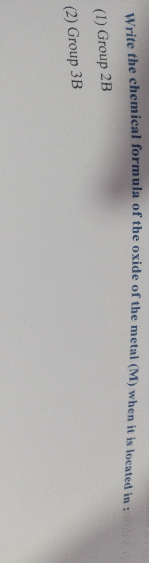 Write the chemical formula of the oxide of | StudyX