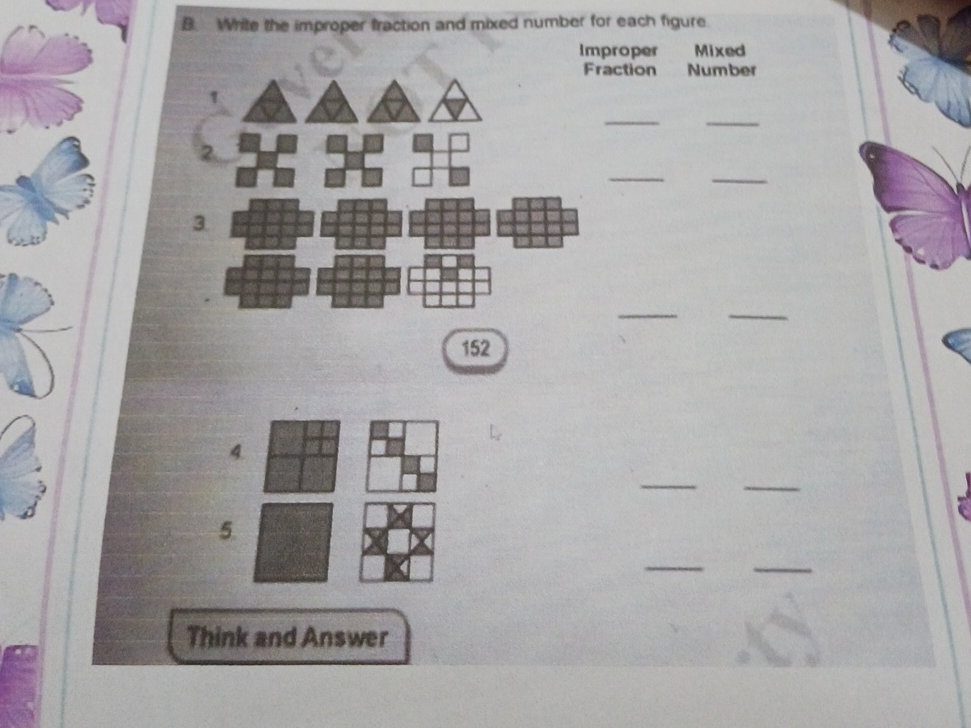 B. Write the improper fraction and mixed | StudyX