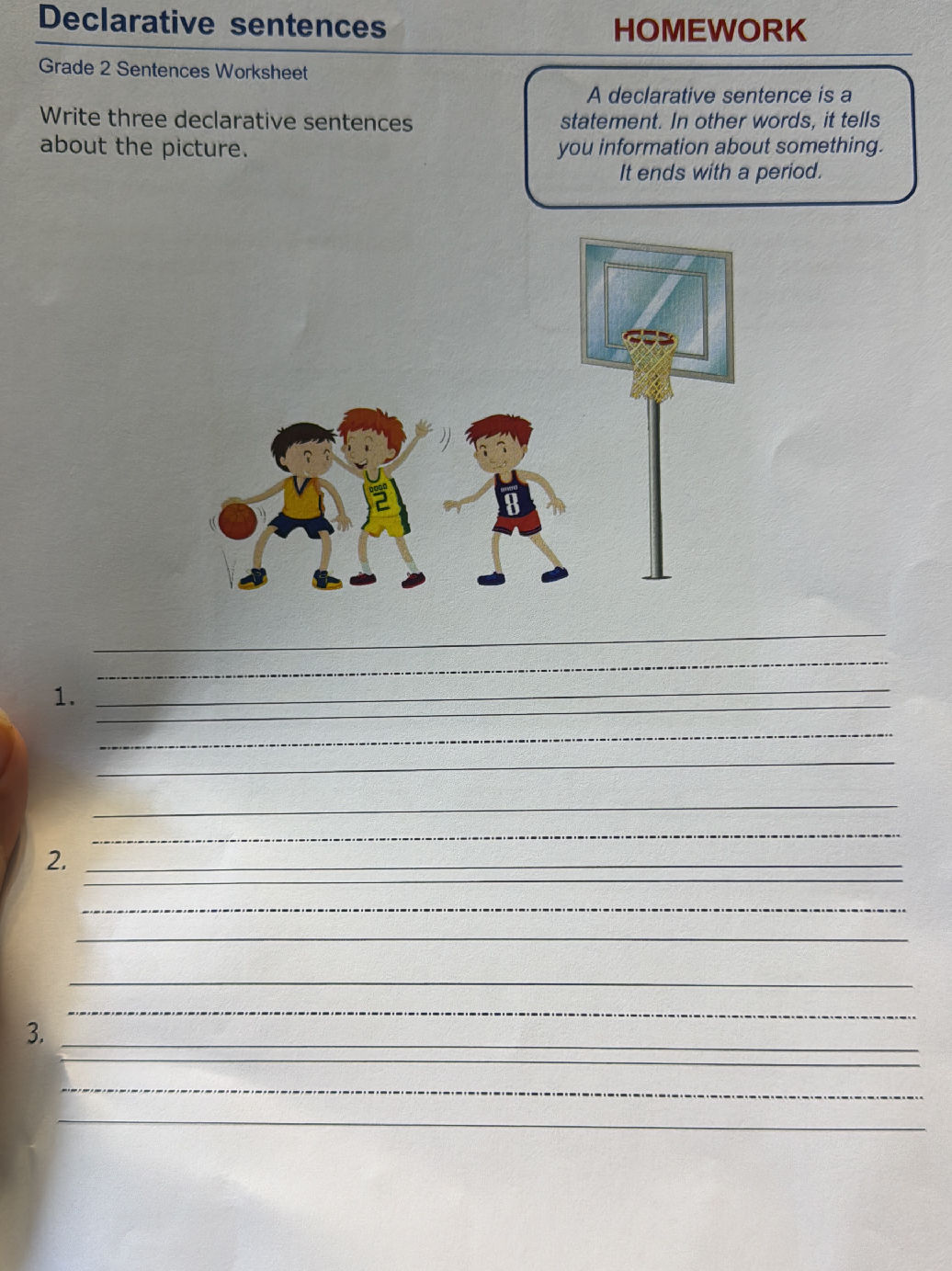 Declarative sentences Grade 2 Sentences | StudyX