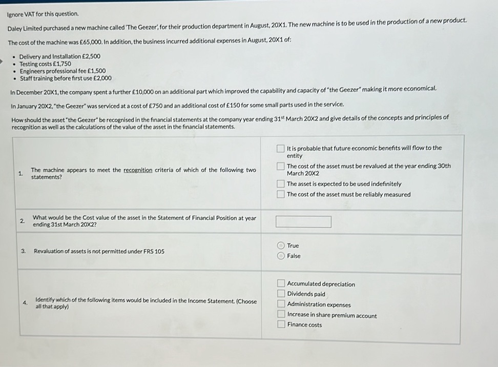 Ignore VAT for this question. Daley Limited | StudyX