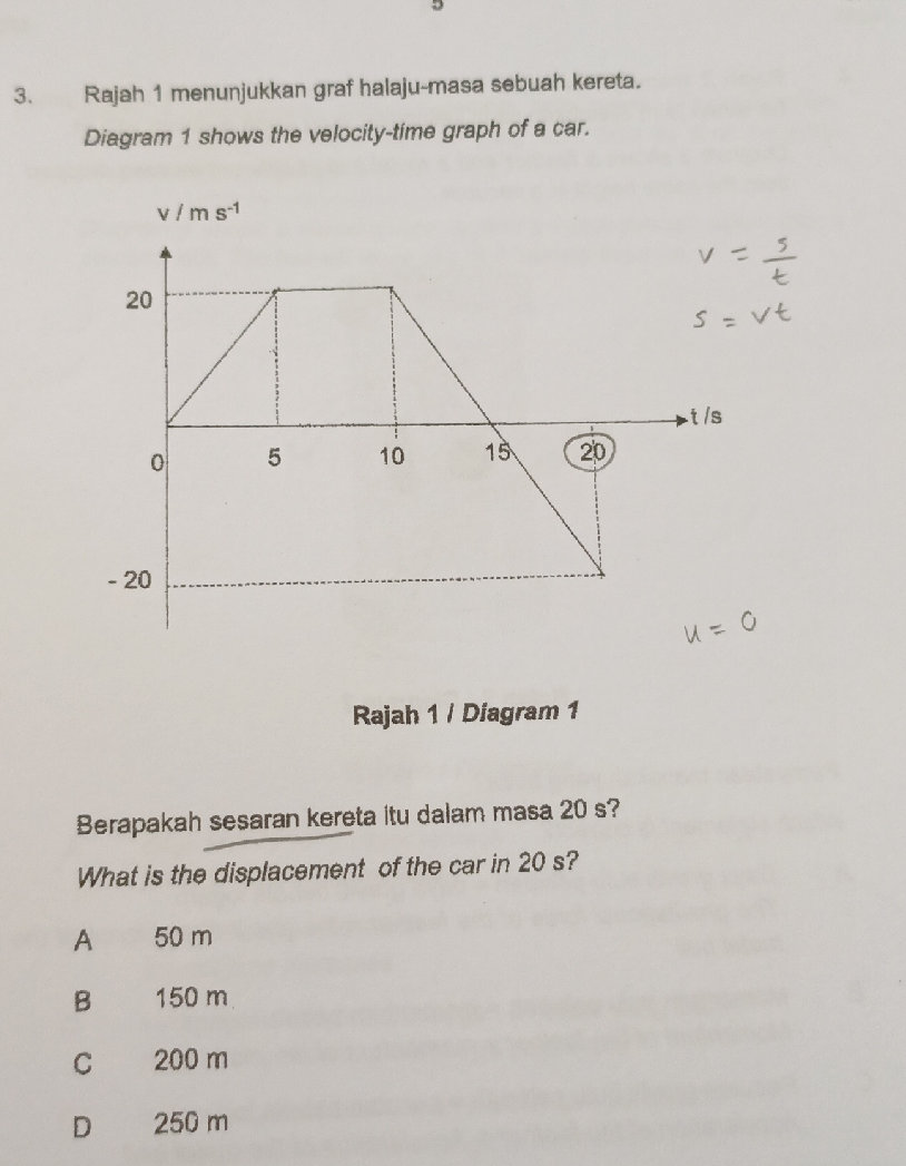 3. Rajah 1 menunjukkan graf halaju-masa | StudyX