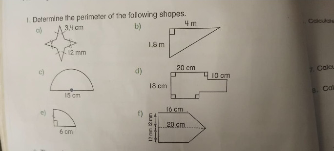 1. Determine the perimeter of the following | StudyX