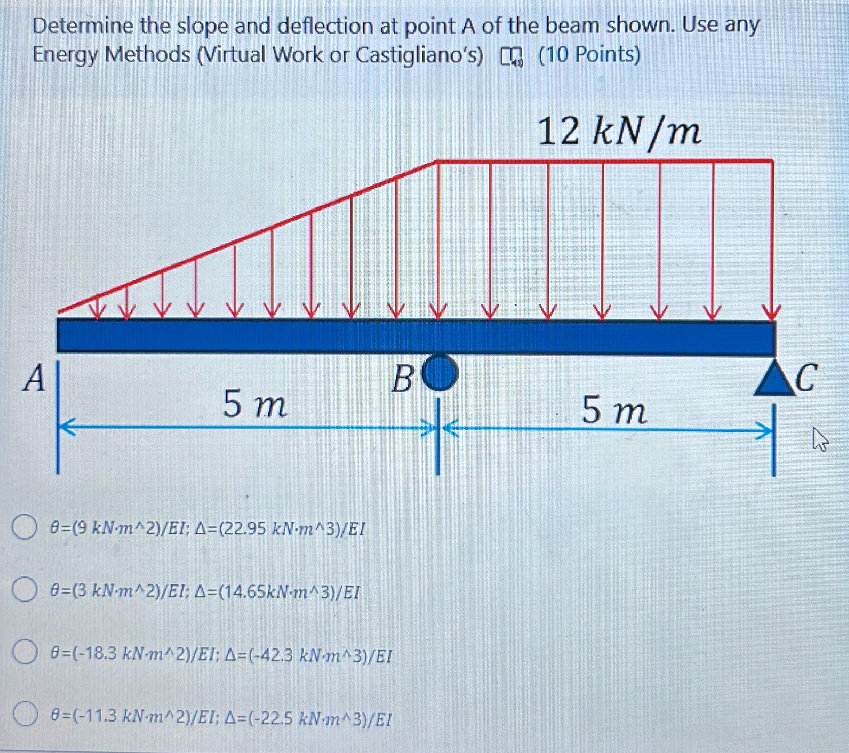 Determine the slope and deflection at point | StudyX