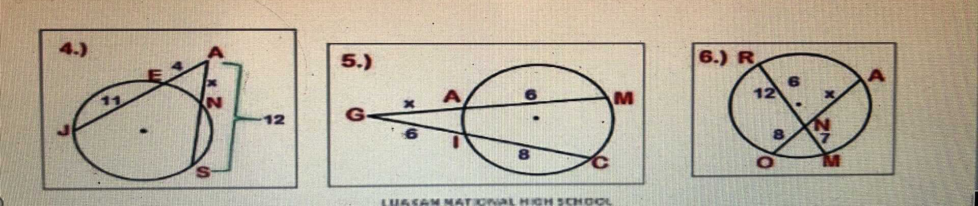 5.) [Diagram showing two secants | StudyX