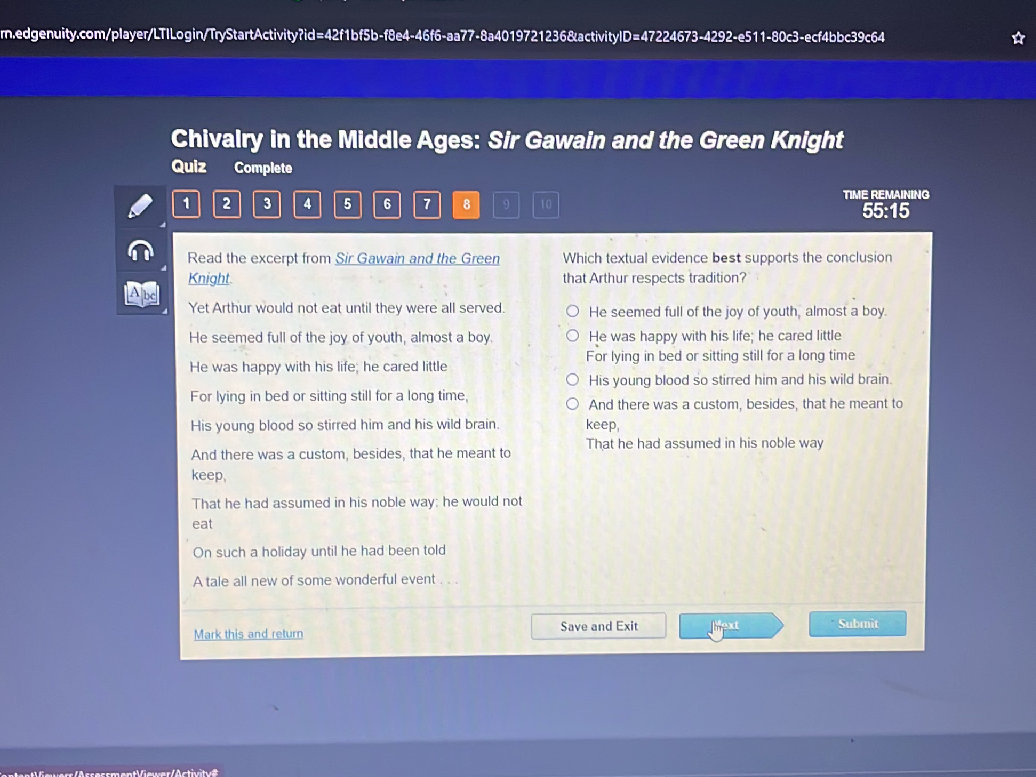 Read the excerpt from Sir Gawain and the | StudyX