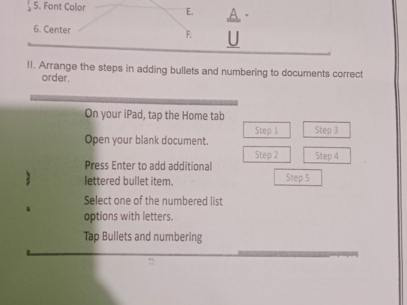 Arrange the steps in adding bullets and | StudyX