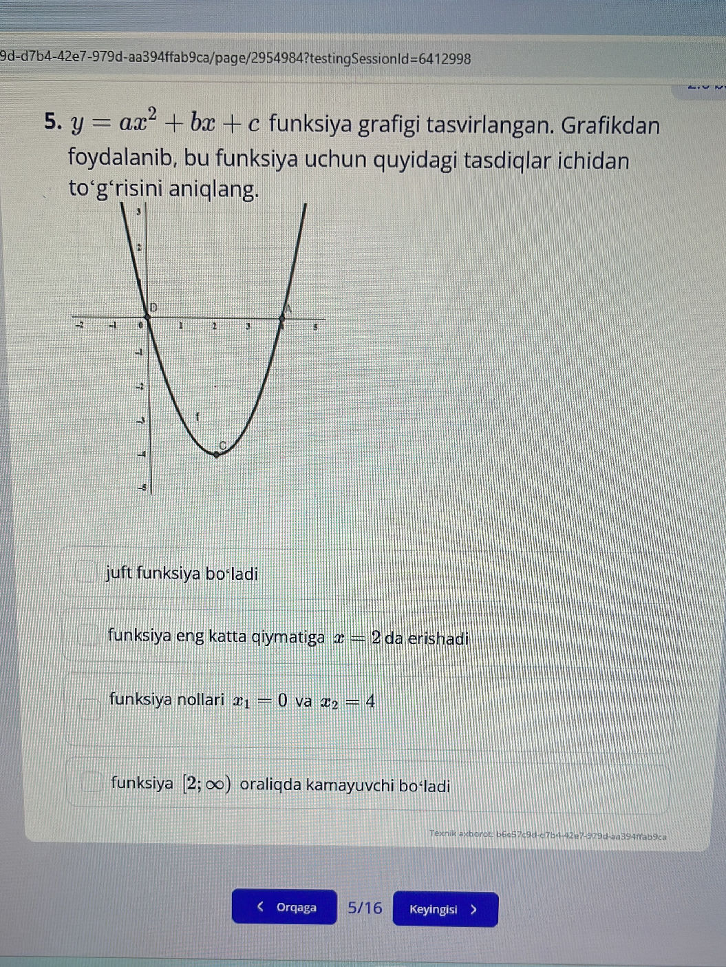 5. $y = ax^2 + bx + c$ funksiya grafigi | StudyX