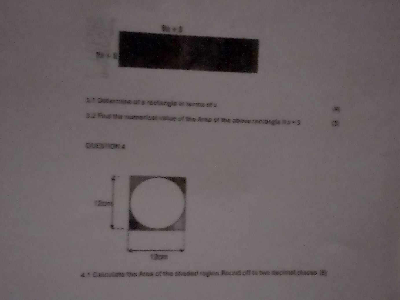 The dimensions of a rectangle are given as | StudyX