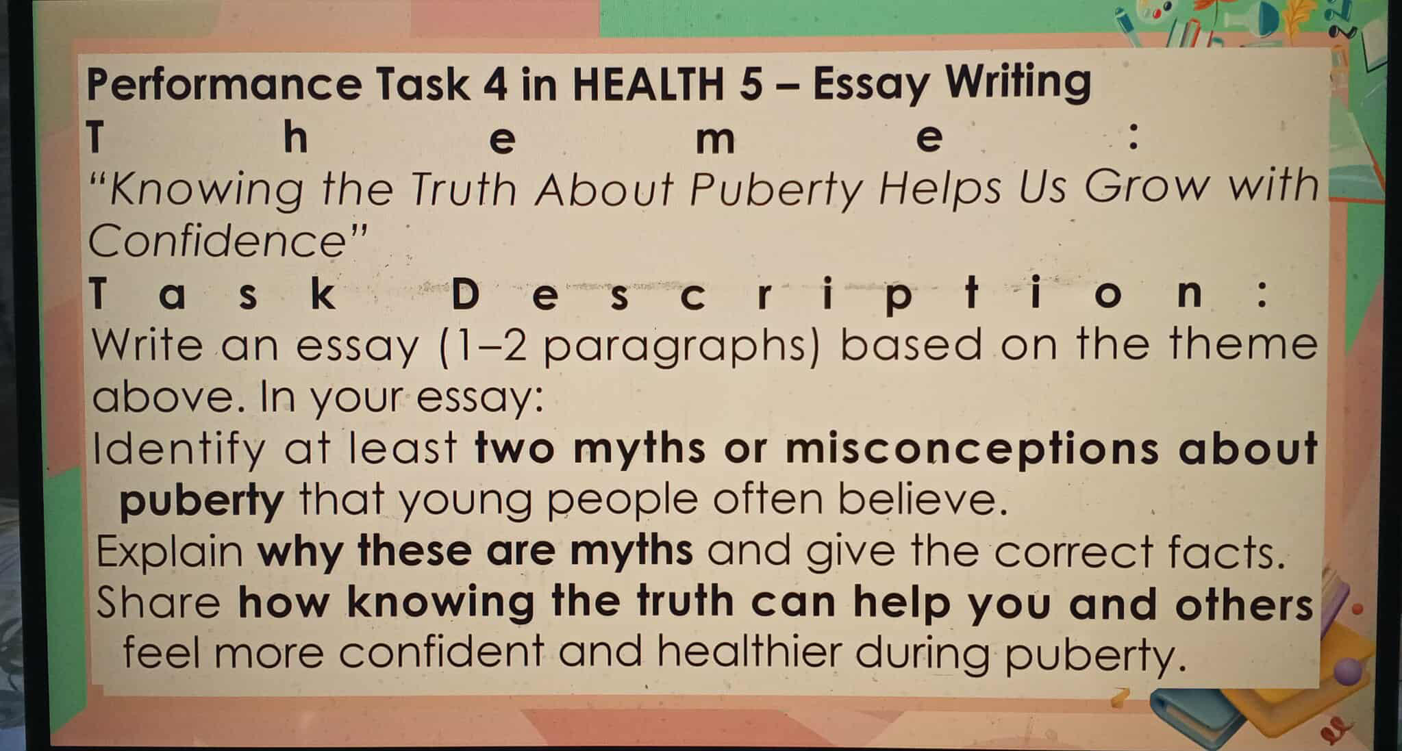 Performance Task 4 in HEALTH 5 – Essay | StudyX