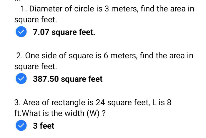 1. Diameter of circle is 3 meters, find the | StudyX