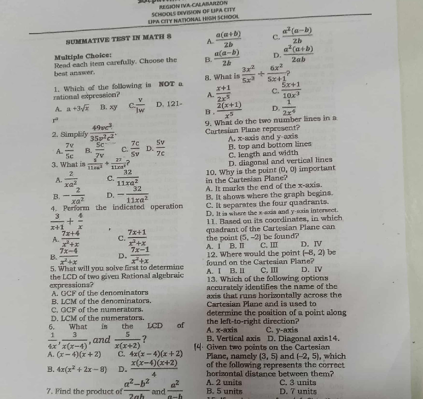 1. Which of the following is NOT a rational | StudyX