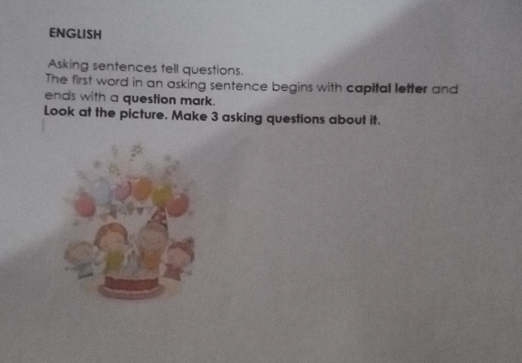 ENGLISH Asking sentences tell questions. | StudyX
