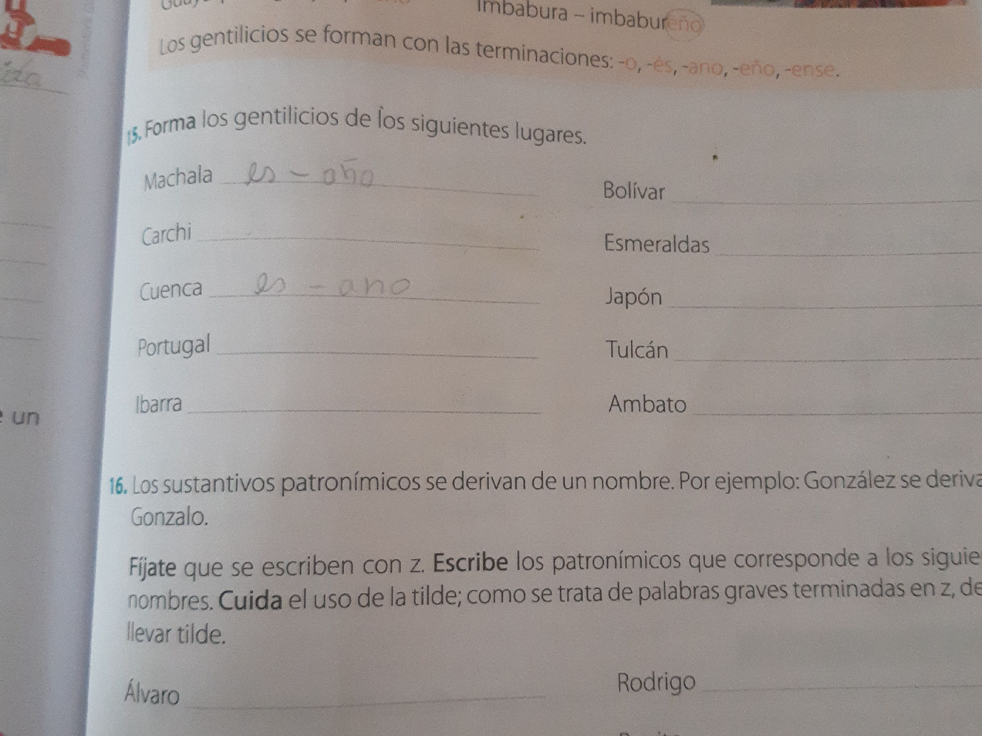 15. Forma los gentilicios de los siguientes | StudyX