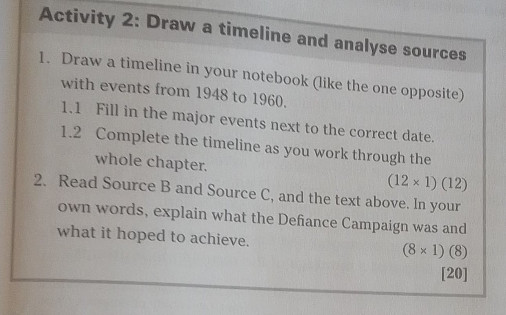 1. Draw a timeline in your notebook (like | StudyX