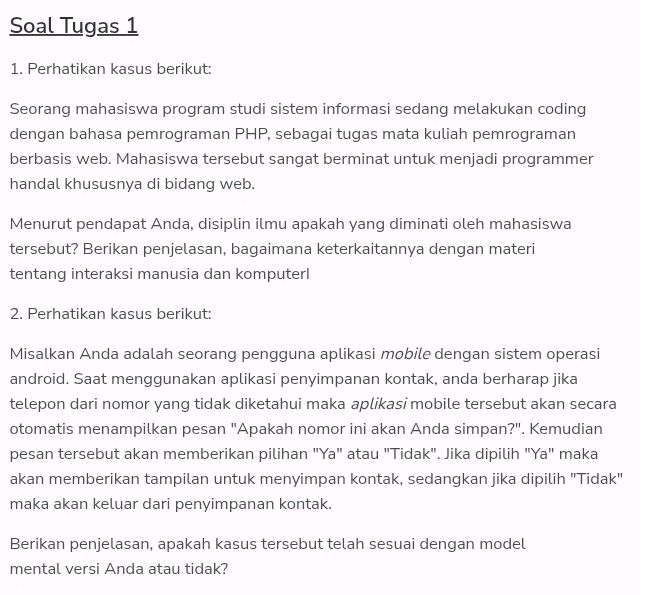 Soal Tugas 1 1. Perhatikan kasus berikut: | StudyX