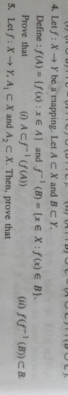 Let $f: X Y$ be a mapping. Let $A X$ and | StudyX