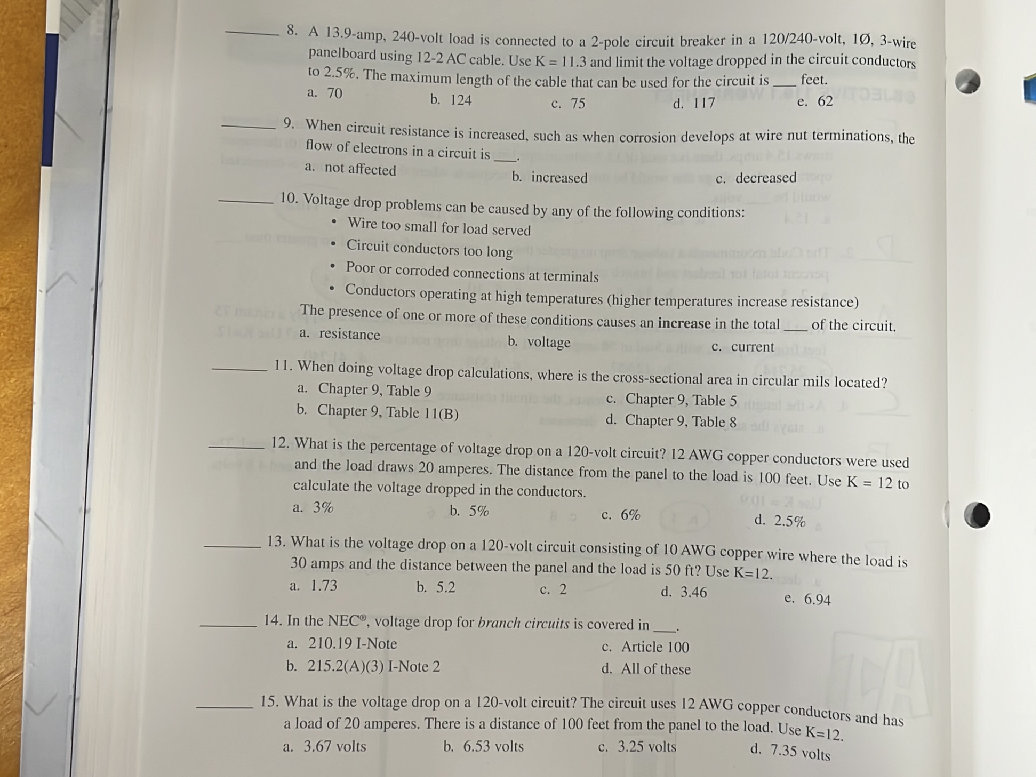 What is the voltage drop on a $120 {-volt}$ | StudyX