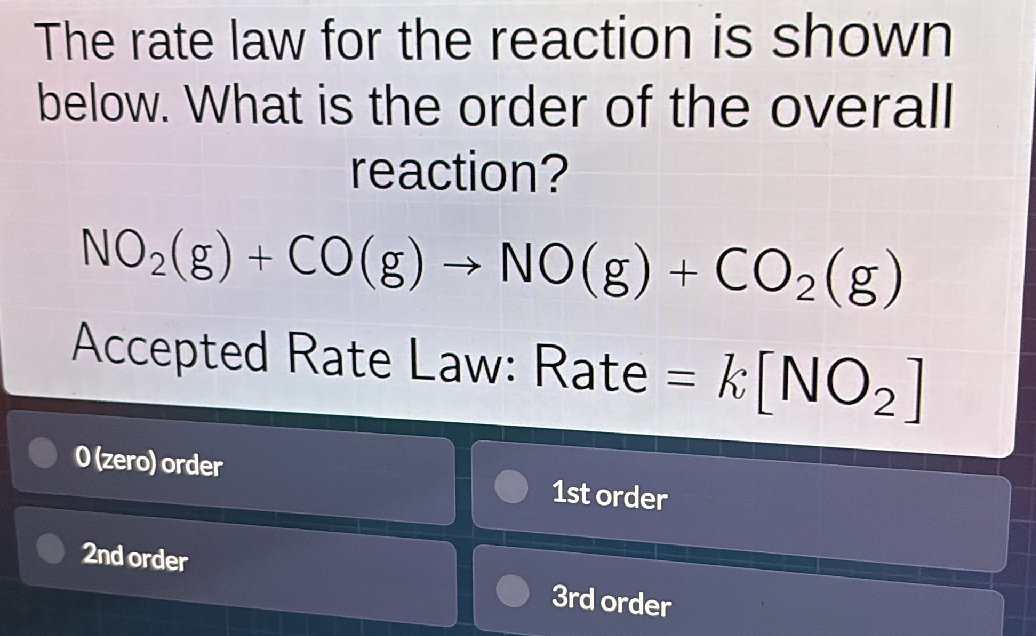 The rate law for the reaction is shown | StudyX