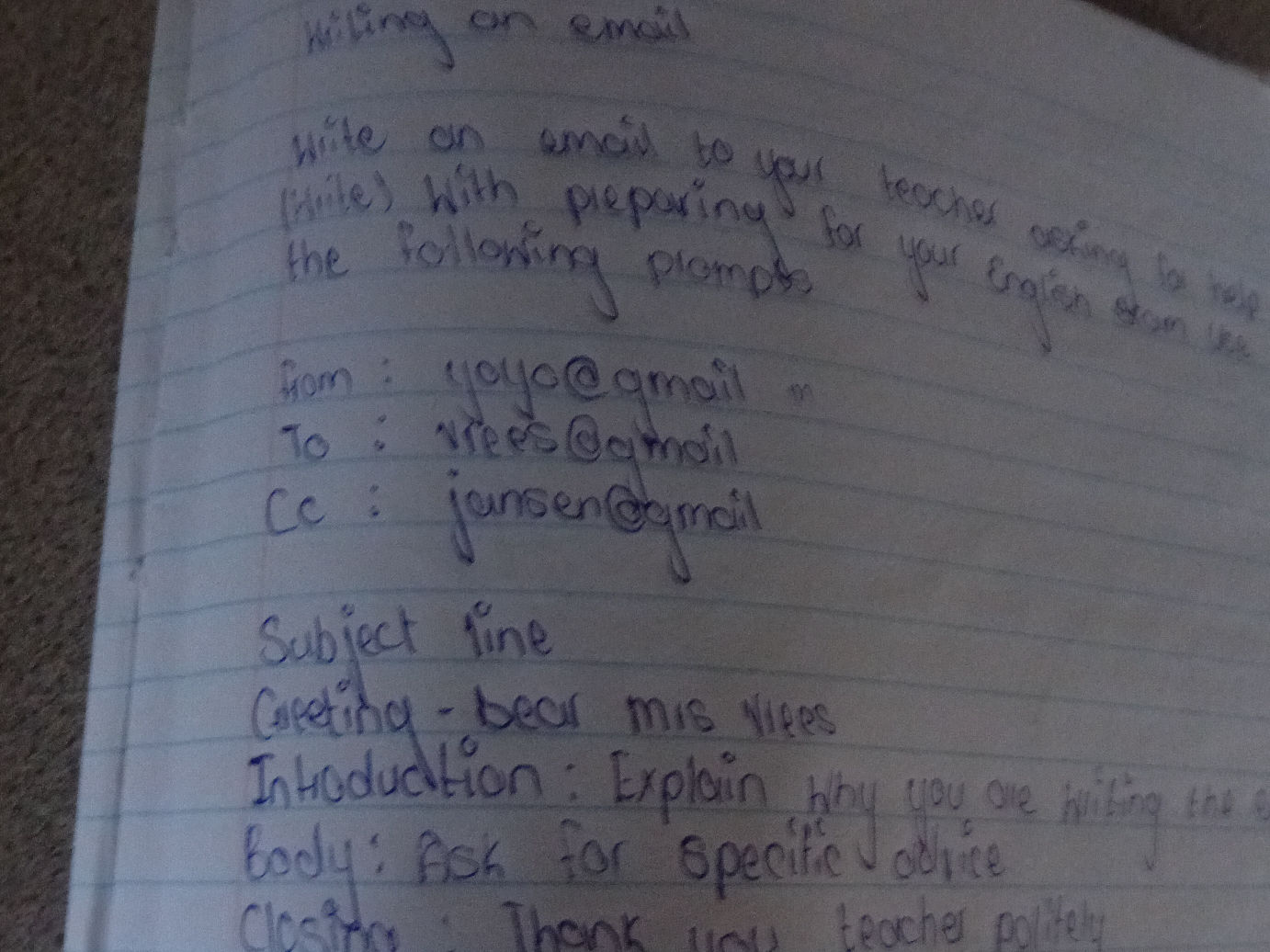 Writing an email Write an email to your | StudyX