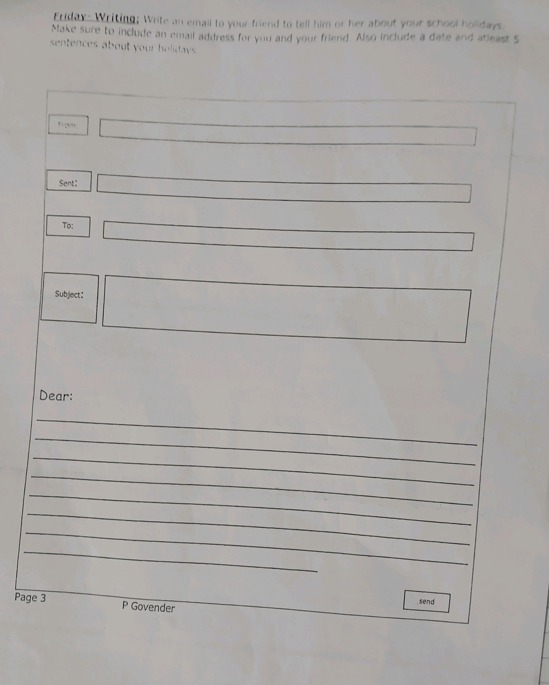 Friday- Writing: Write an email to your | StudyX
