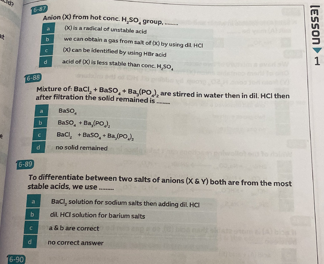 Anion (X) from hot conc. H₂SO₄ group, | StudyX