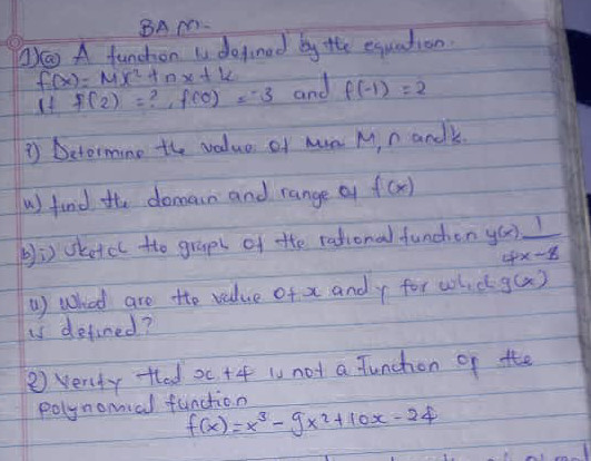 1)@ A function is defined by the equation. | StudyX
