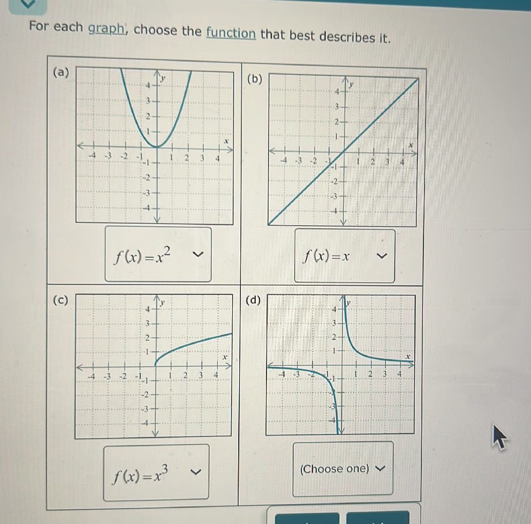 For each graph, choose the function that | StudyX