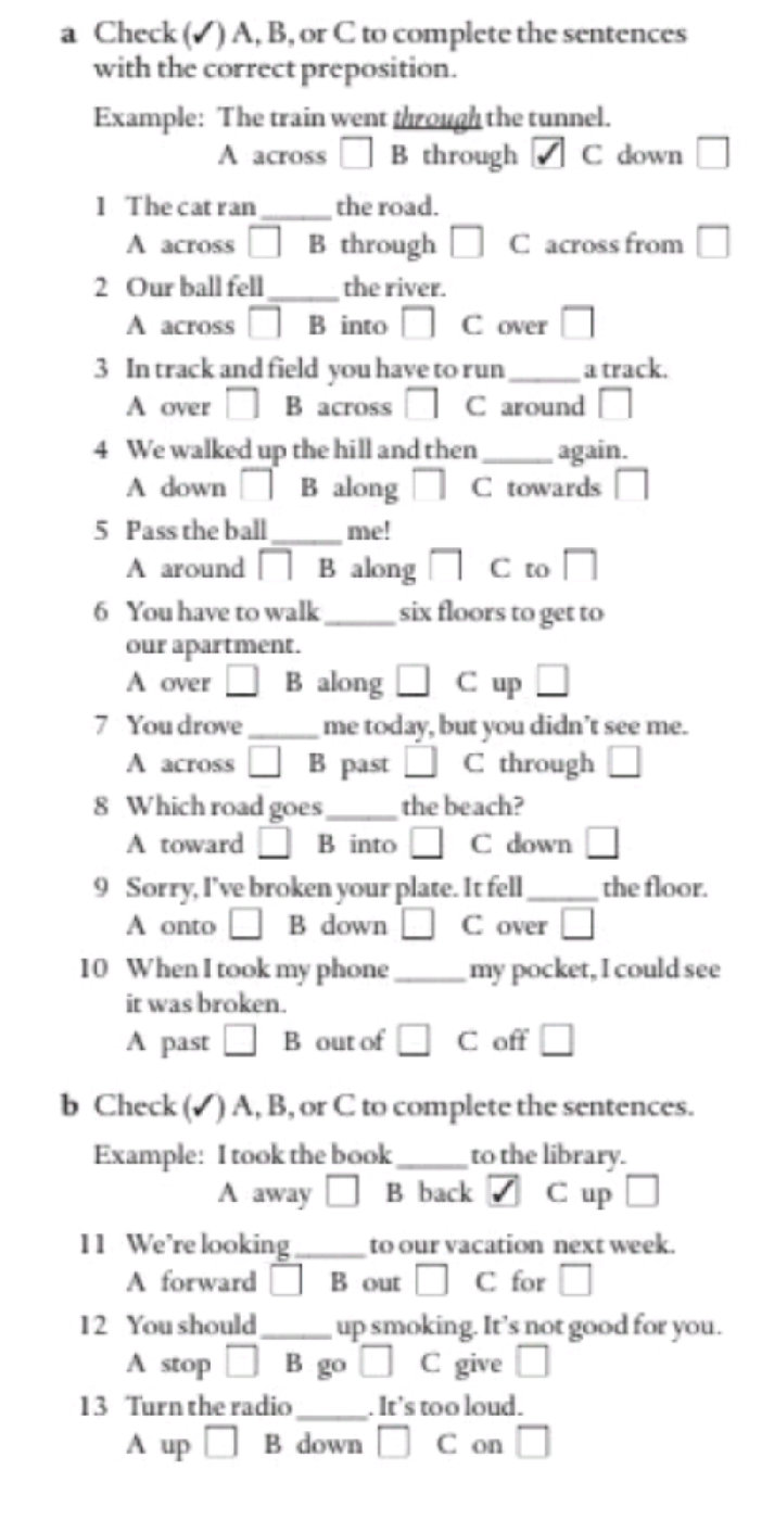 a Check ( ) A, B, or C to complete the | StudyX