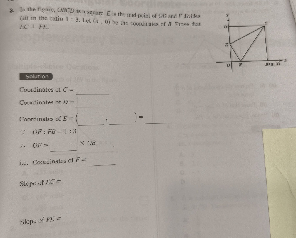 3. In the figure, $OBCD$ is a square. $E$ is | StudyX