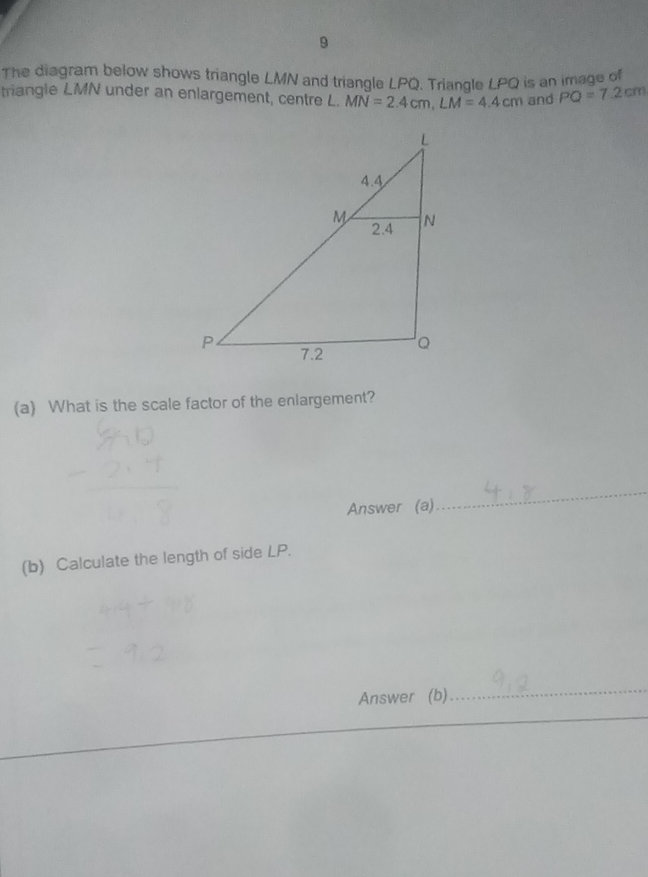 The diagram below shows triangle LMN and | StudyX